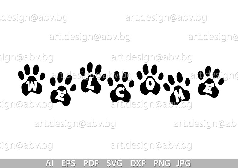 Vector WELCOME Text Paw AI Eps PNG Pdf Svg Dxf Jpg - Etsy