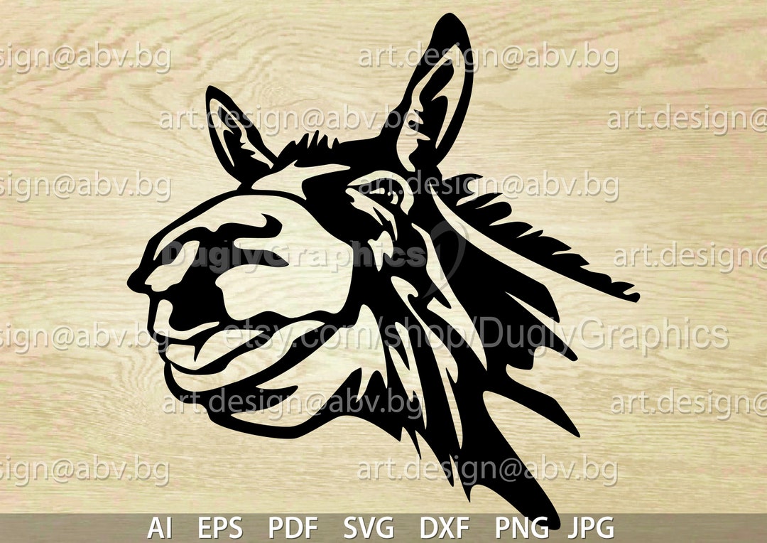 Vector PLAYFUL DONKEY Head, Ai Eps Dxf Svg Pdf Png Jpg Download ...