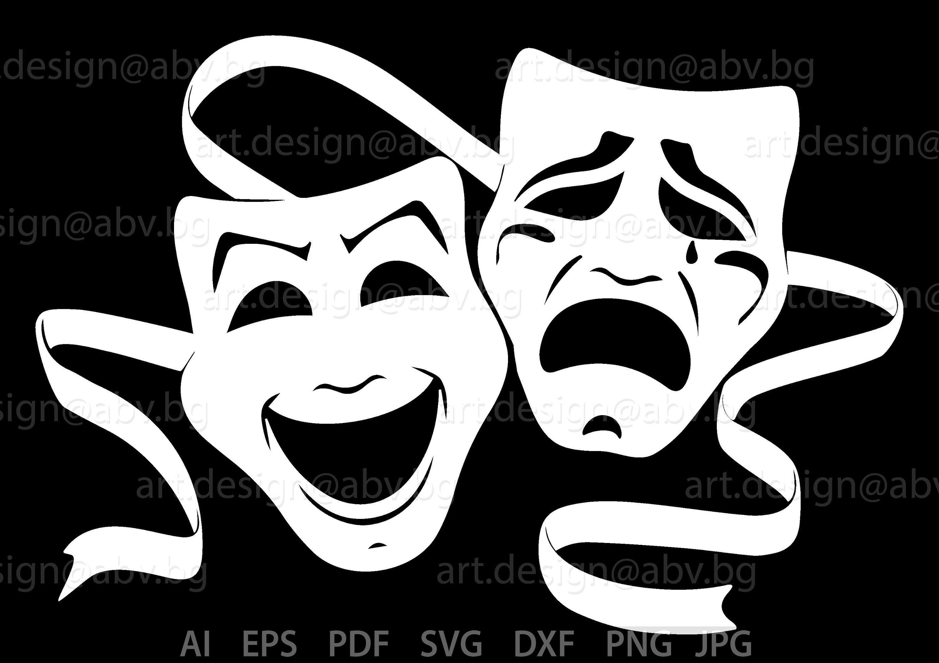 Vector THEATER MASKS AI Eps Pdf Dxf Svg Png Jpg - Etsy Canada