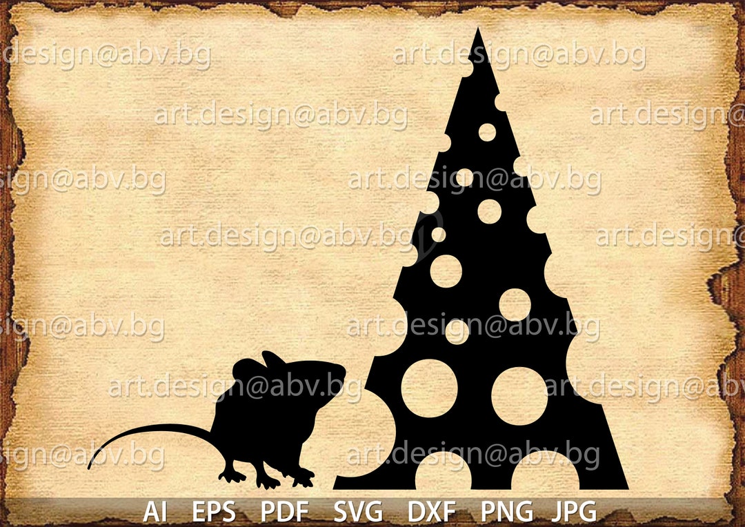 Vector Cheese TREE and Mouse, Stylized, AI, PNG, Eps, Pdf, Svg, Dxf ...