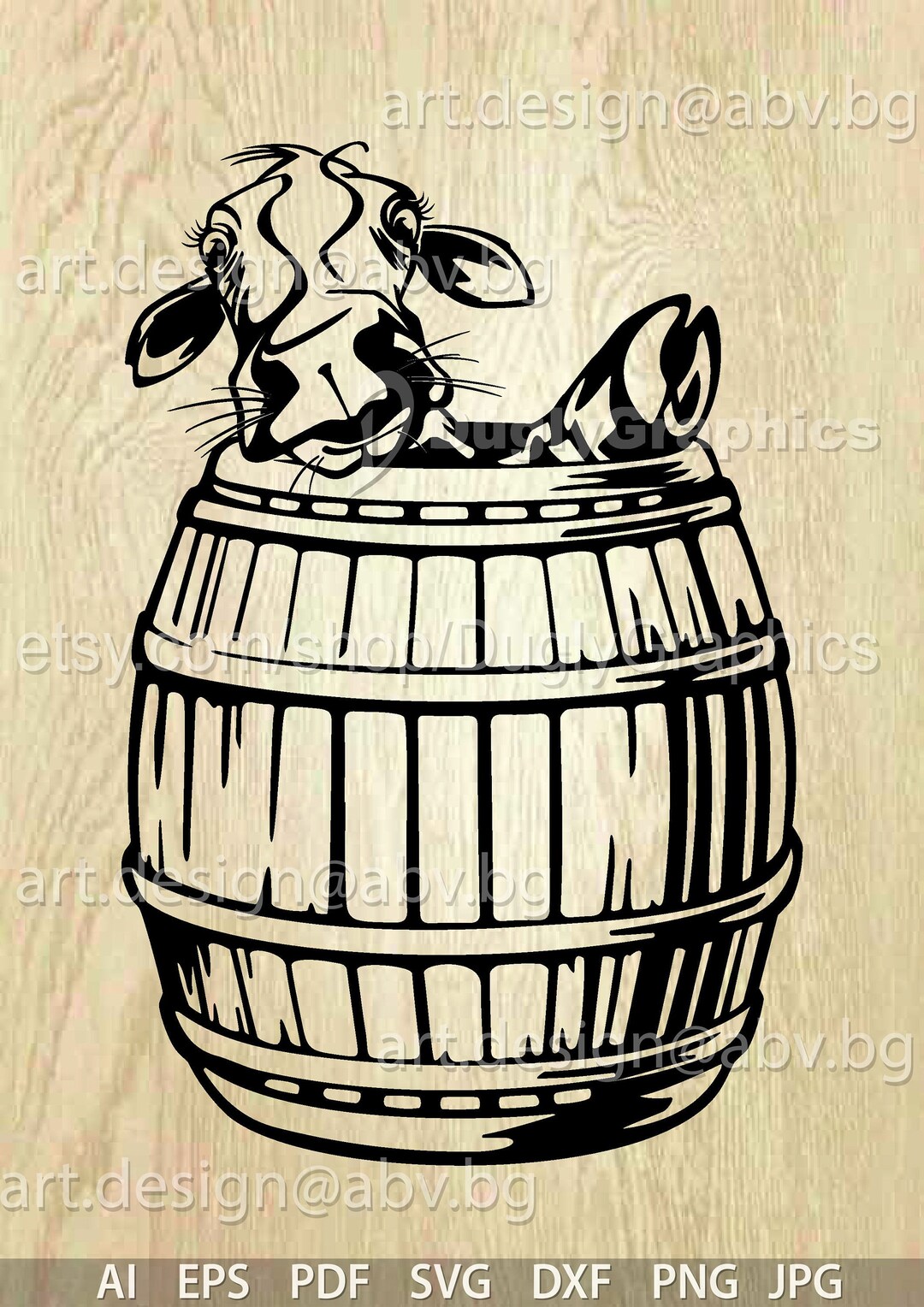 Vector Drunken COW in Wine BARREL, AI, Eps, Pdf, Svg, Dxf, Png, Jpg ...