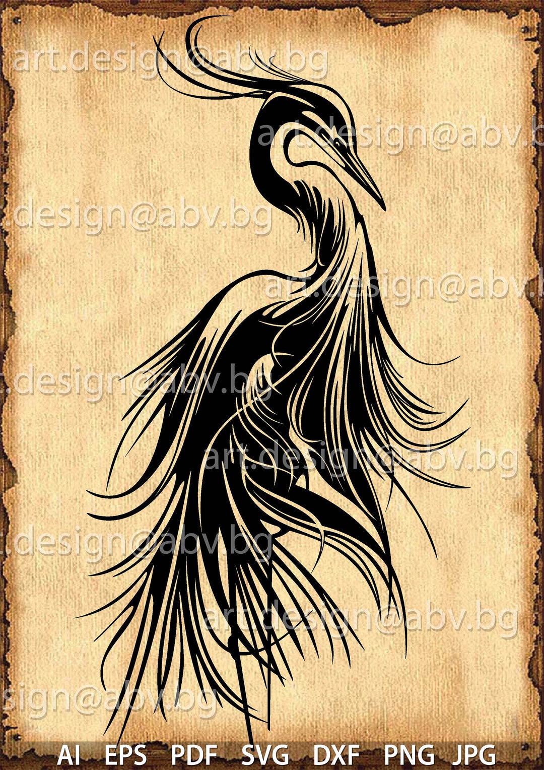 Vector HERON Heaven Bird AI PNG Eps Pdf Svg Dxf Jpg - Etsy