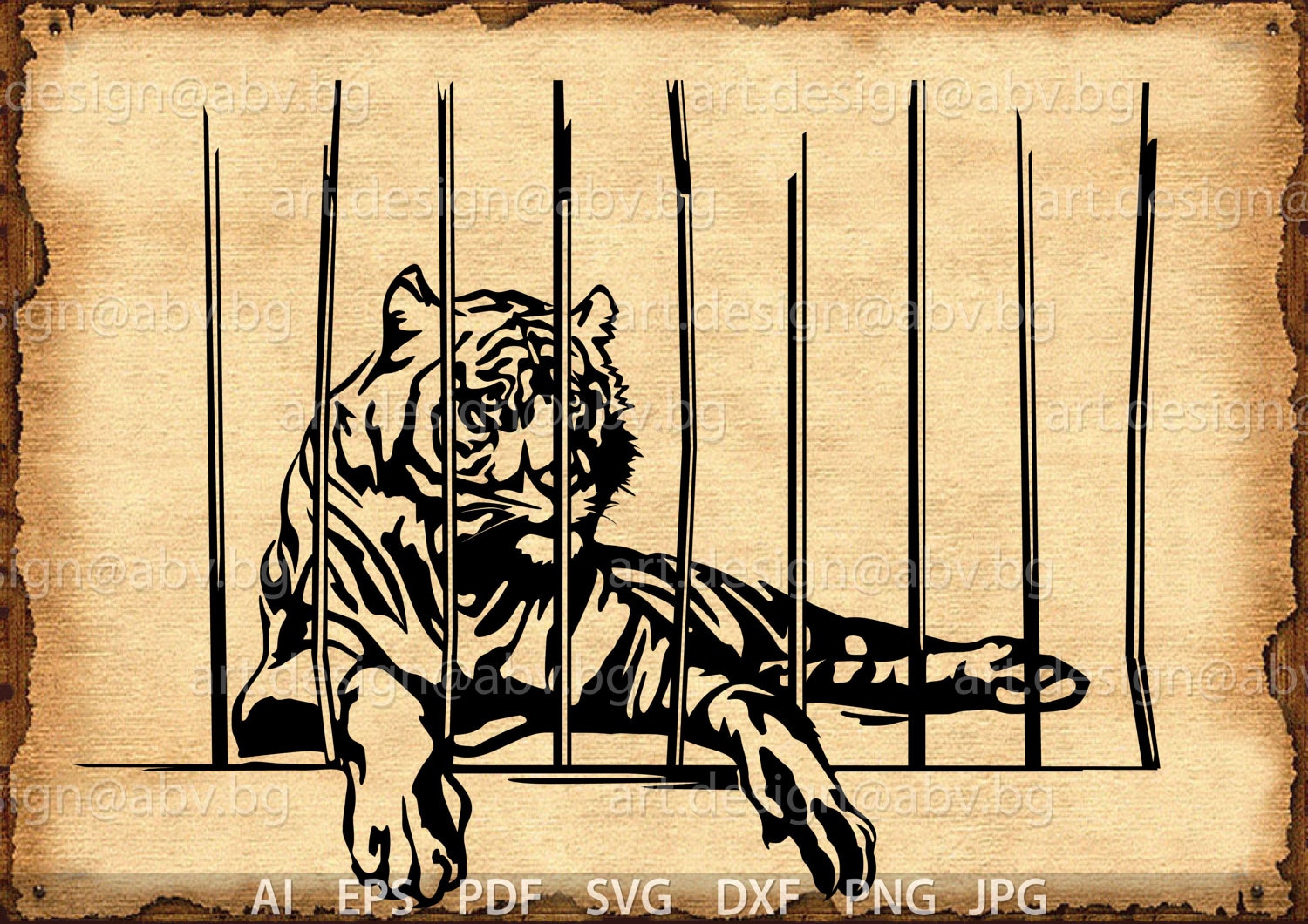 Vector TIGER Behind Bars in Zoo AI PNG Pdf Eps Svg Dxf - Etsy Hong Kong