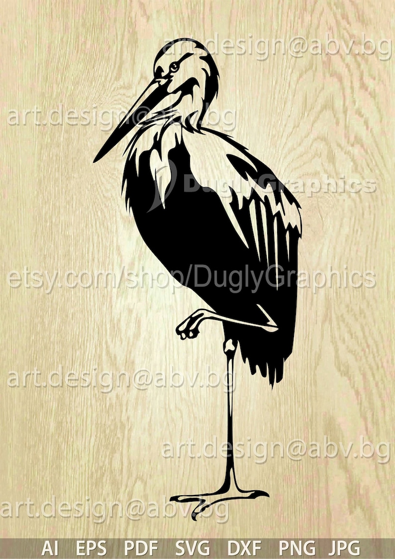 Vector STORK on One Leg SVG Ai PNG Eps Pdf Dxf Jpg Download - Etsy