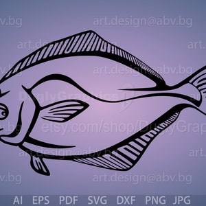 Vector HALIBUT Fish, AI, Eps, Pdf, Png, Svg, Dxf, Jpg Image Graphic ...