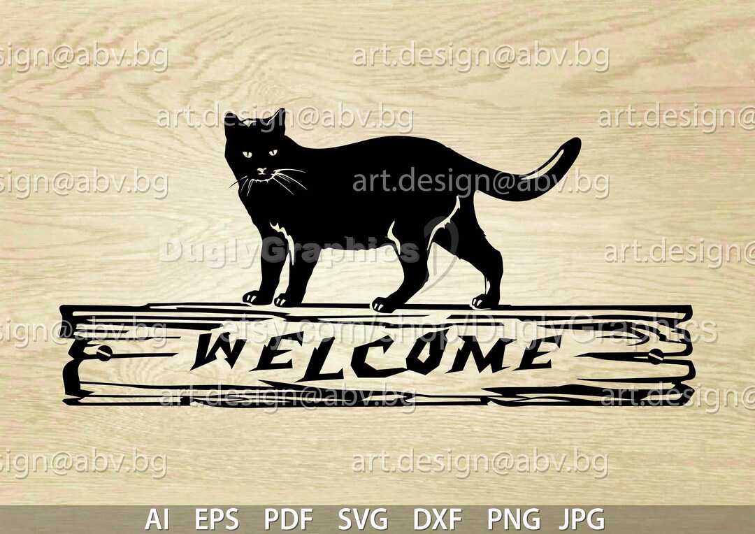 Vector WELCOME, CAT, Text, Ai, Eps, Pdf, Svg, Dxf, Png, Jpg Download ...