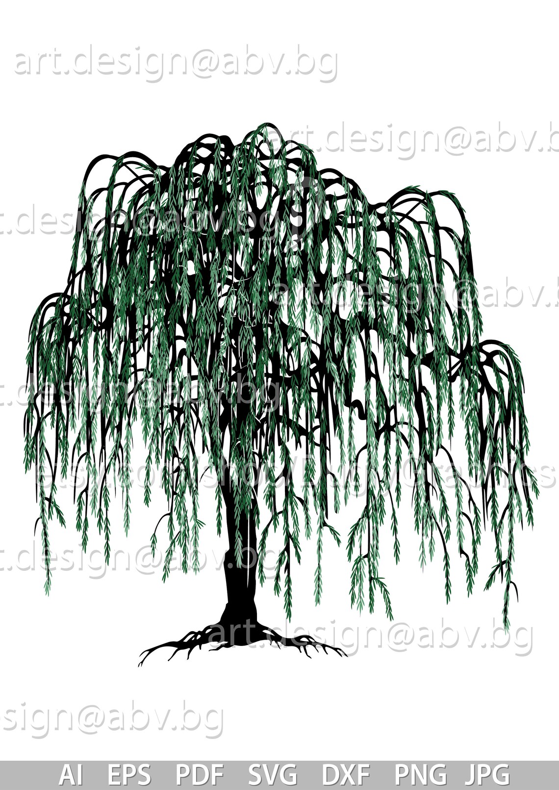 Vector WILLOW Salix Babilonica Weeping Tree AI PNG Pdf Eps Svg Dxf Jpg ...