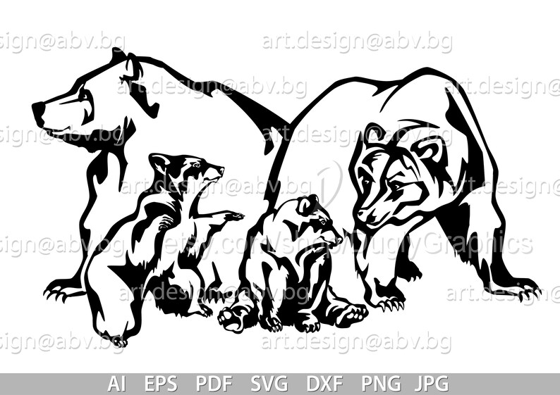Vector BEAR Family Body AI Eps SVG Dxf Png Pdf Jpg - Etsy