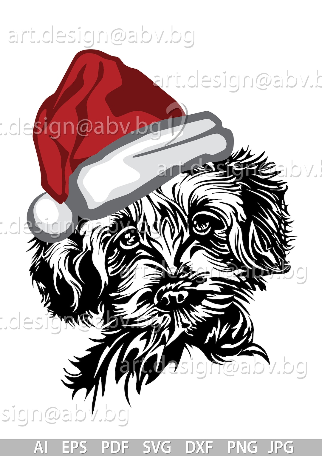 Vector DOG With Christmas Hat, Goldendoodle, Svg Pet Head, AI, PNG, Eps ...