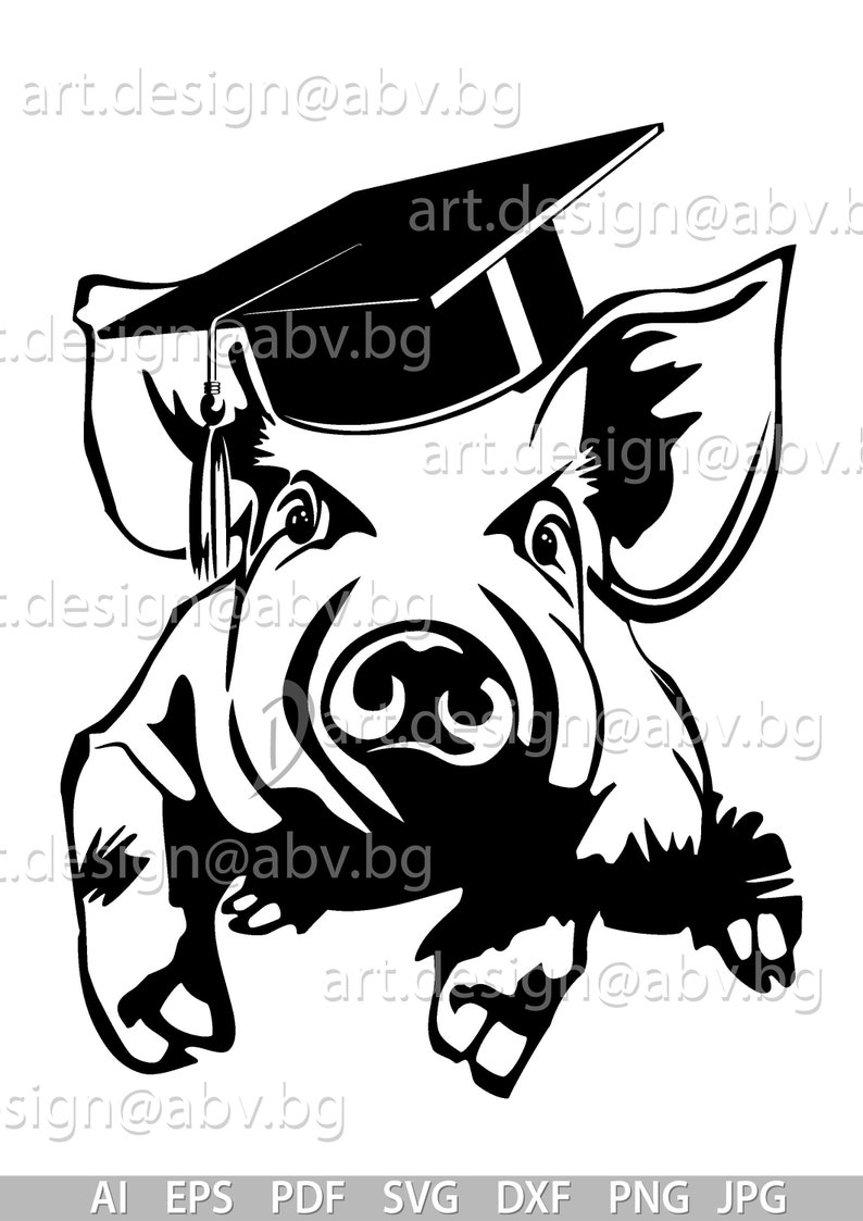 Vector PIG With GRADUATION HAT Ai Pmg Eps Pdf Svg Dxf - Etsy