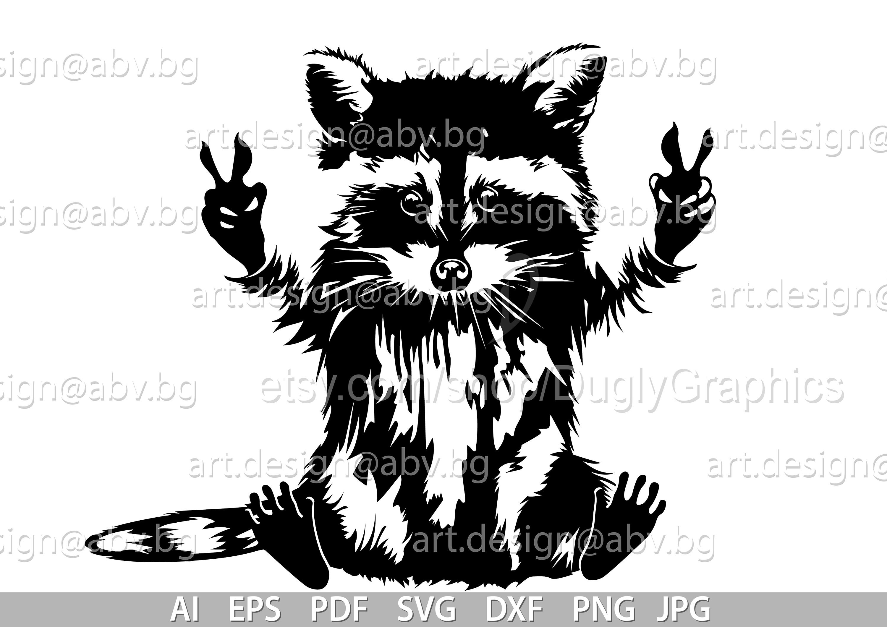 Vector RACCOON Peace Hands Ai Eps Pdf SVG DXF Png Jpg - Etsy Canada