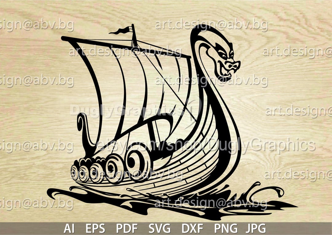 Vector VIKING SHIP, Ai, Eps, Svg, Dxf, Pdf, Png, Jpg Download, Digital ...