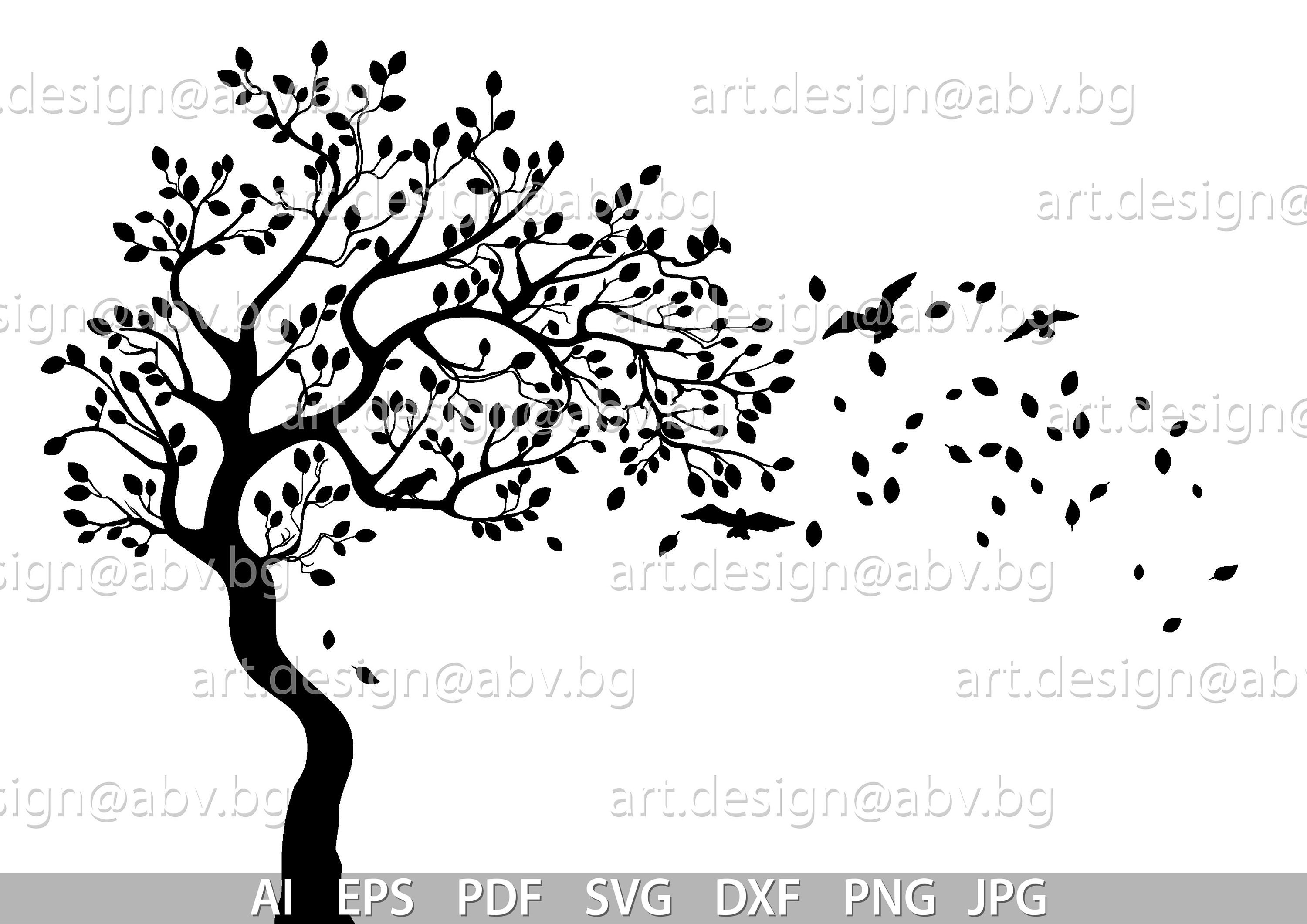 Vector AUTUMN TREE and Birds AI Png Eps Pdf Svg Dxf Jpg - Etsy UK