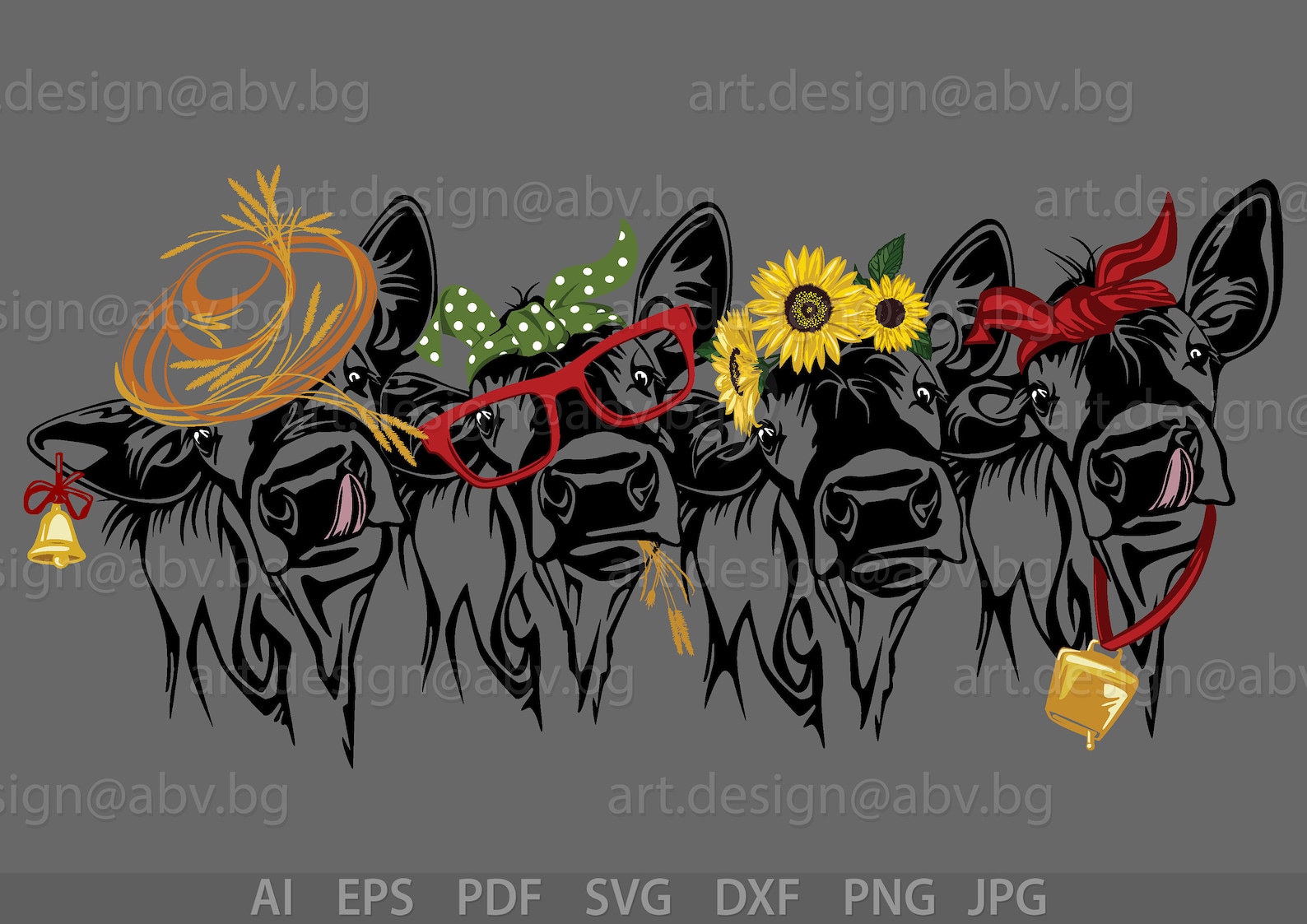 Vector 4 HEIFERS for PRINTING Calf Head AI Png Eps Pdf | Etsy