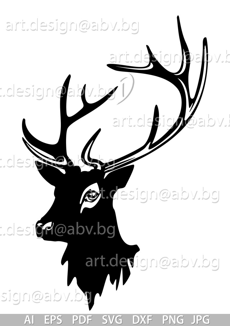 Vector DEER Stag Head Ai Eps Pdf Svg Dxf Png Jpg - Etsy