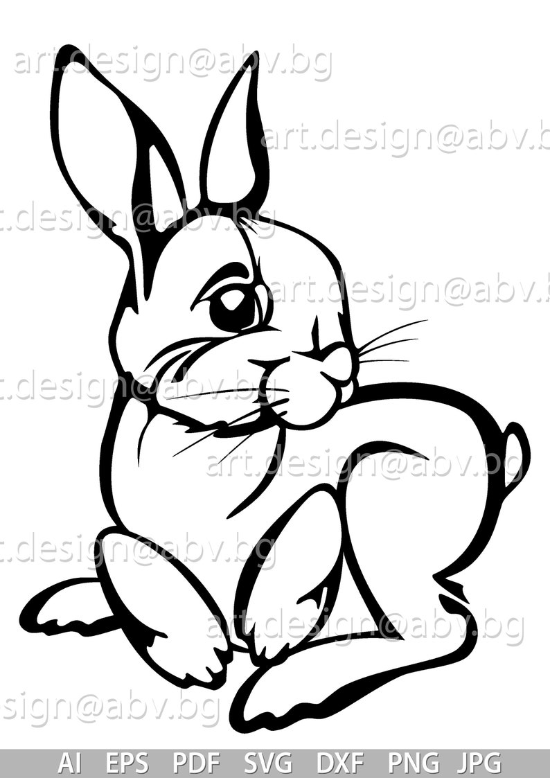 Vector RABBIT AI Eps PNG Pdf Svg Dxf Jpg Download - Etsy