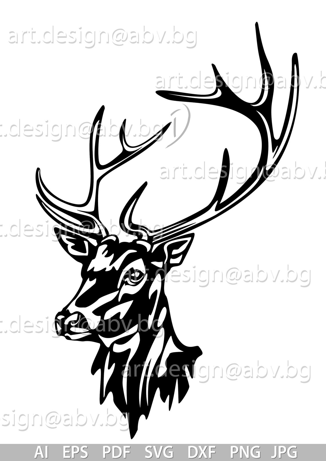 Vector WHITE TAIL STAG Deer Head Ai Eps Pdf Svg Dxf | Etsy