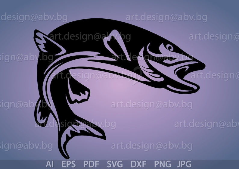 Vector FISH Northern Pike ai eps pdf png svg dxf jpg | Etsy
