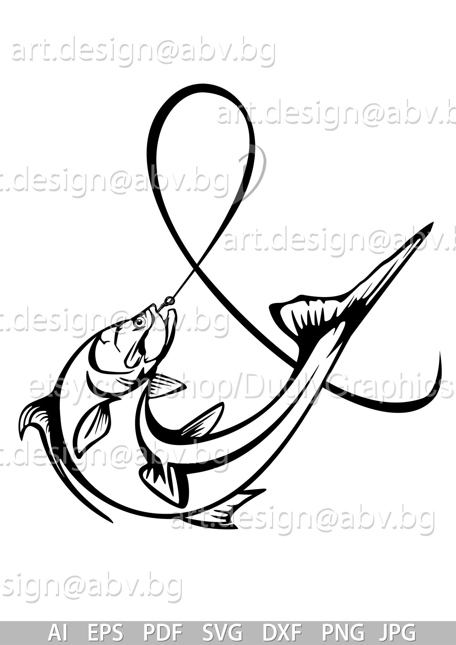 Vector TARPON FISH on a Hook Ai Eps Pdf Png Svg Dxf Jpg - Etsy