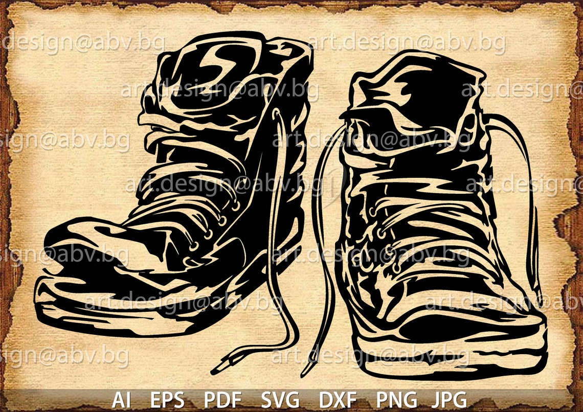 Torn Sneaker Vector Art: Old Shoes Graphic (digital Download) - Etsy