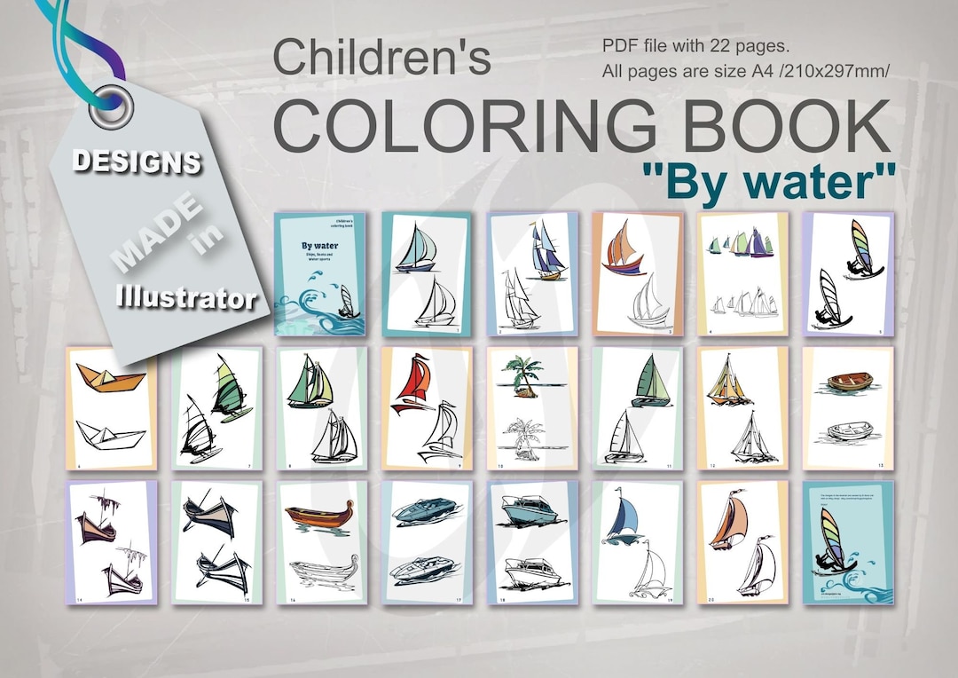 PDF Children's COLORING BOOK “by Water”, Workbook, Kid Booklet - Etsy