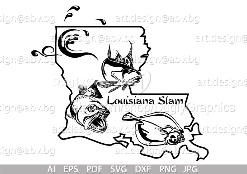 Louisiana Slam Vector: Truta, Redfish, Linguado (Download Digital ...