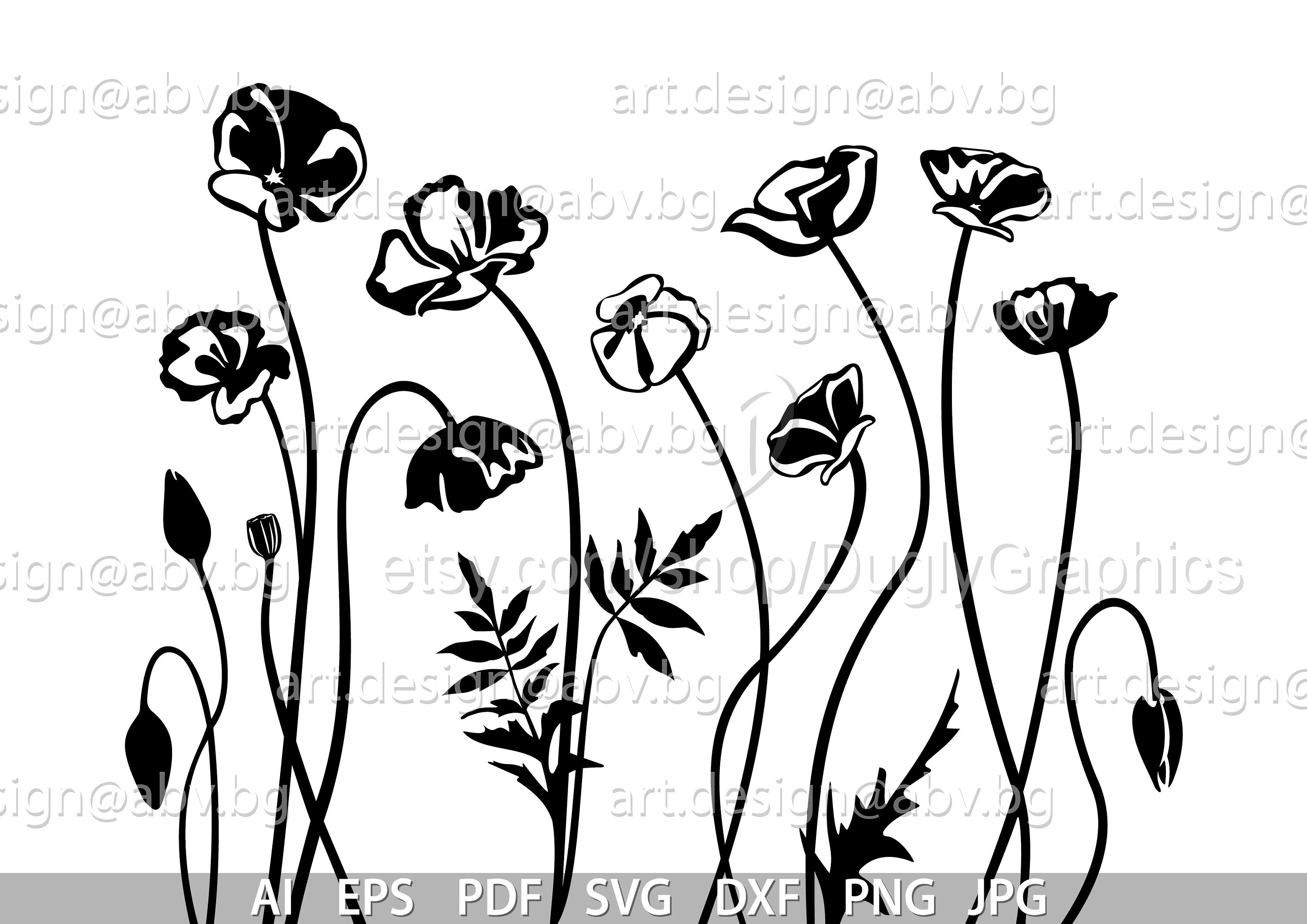Poppy Flowers Vector Art, Floral Design (digital Download) - Etsy UK