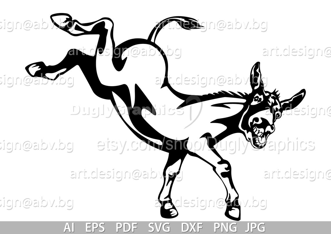 Vector KICKING DONKEY Ai Eps Dxf Svg Pdf Png Jpg Download - Etsy