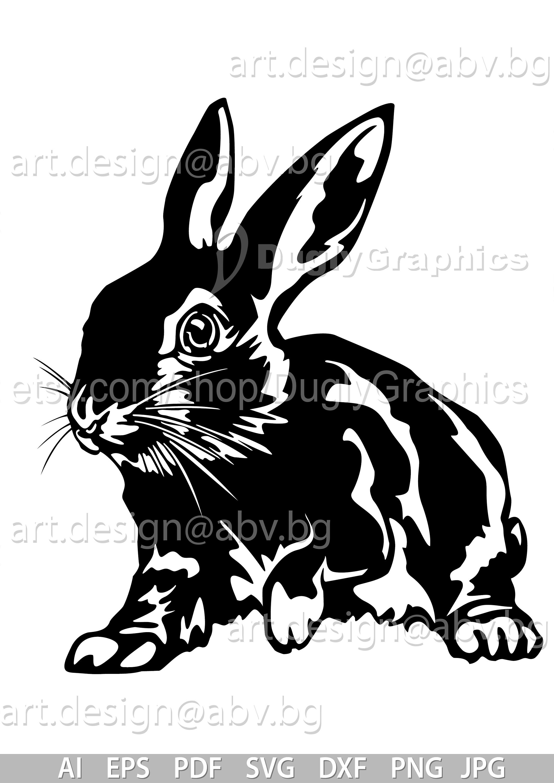Vector RABBIT Body AI Eps PNG Pdf Svg Dxf Jpg Download Digital - Etsy