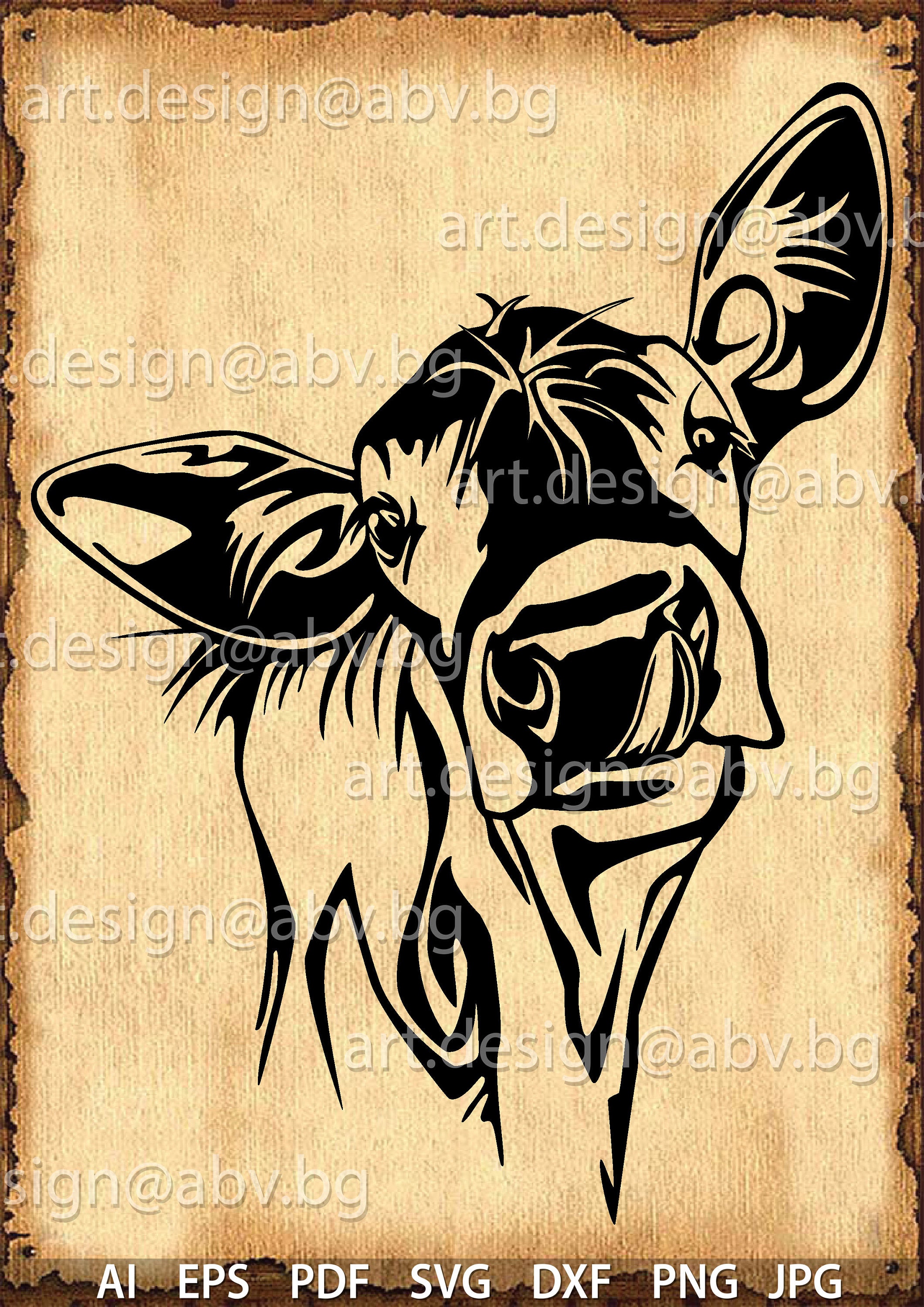 Vector COW calf head AI PNG eps pdf svg dxf jpg | Etsy