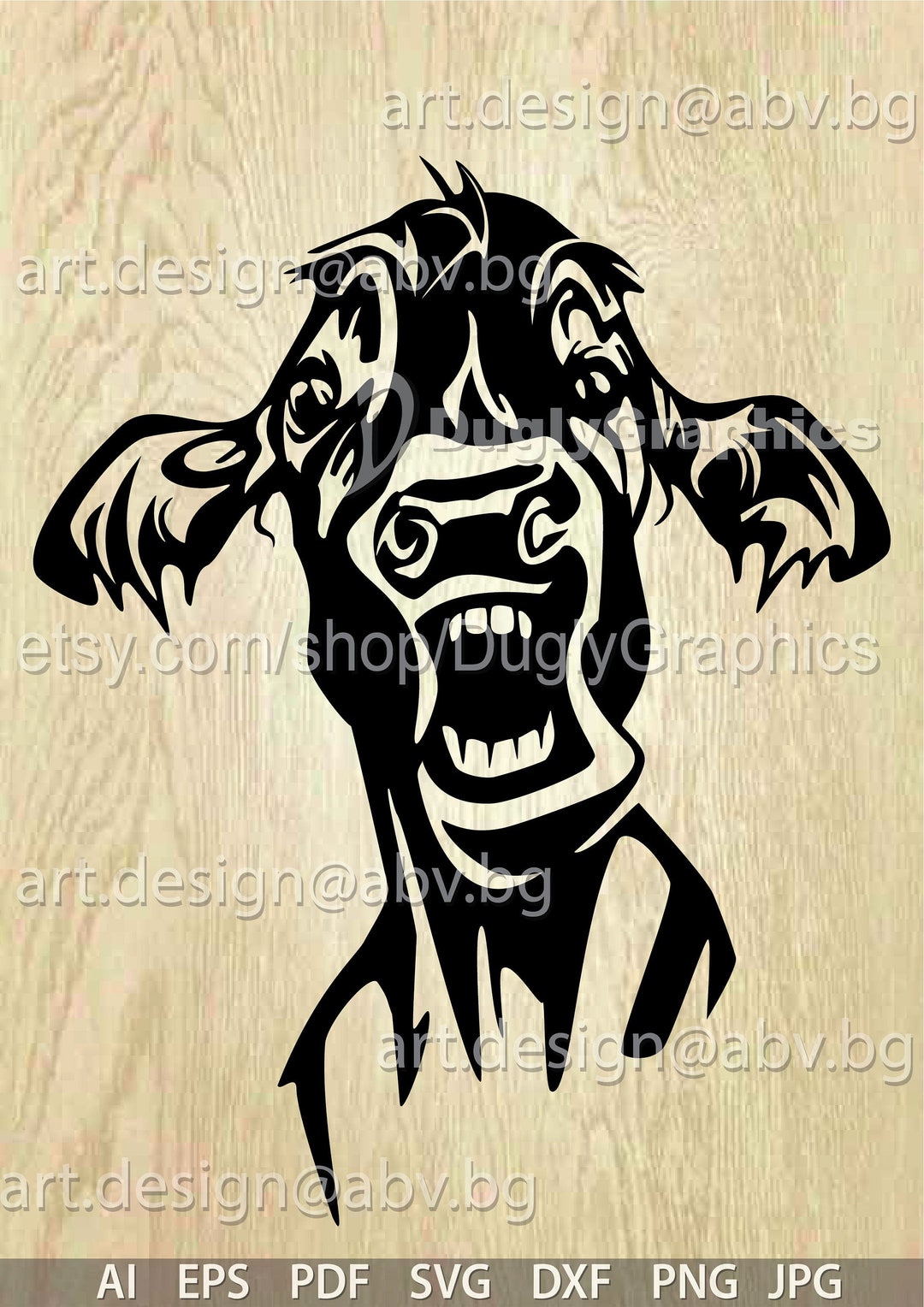Scared Cow Vector Art Print: Funny Heifer Muzzle (digital Download ...
