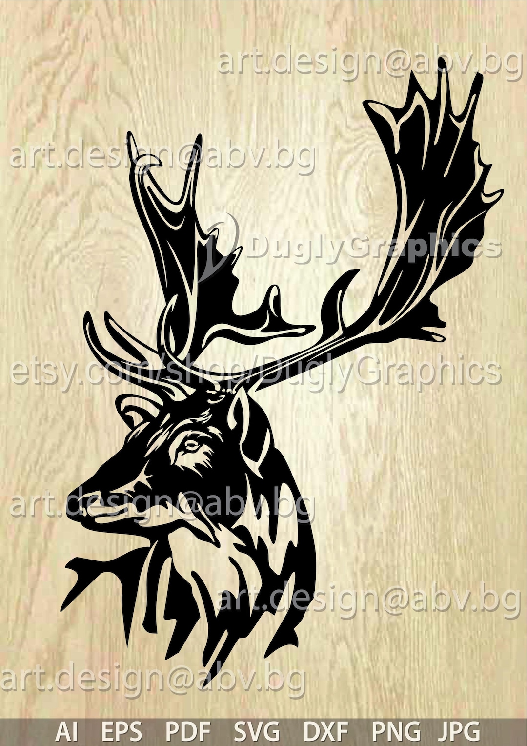 Vector FALLOW DEER Head, AI, Eps, Pdf, Svg, Dxf, Png, Jpg Download ...
