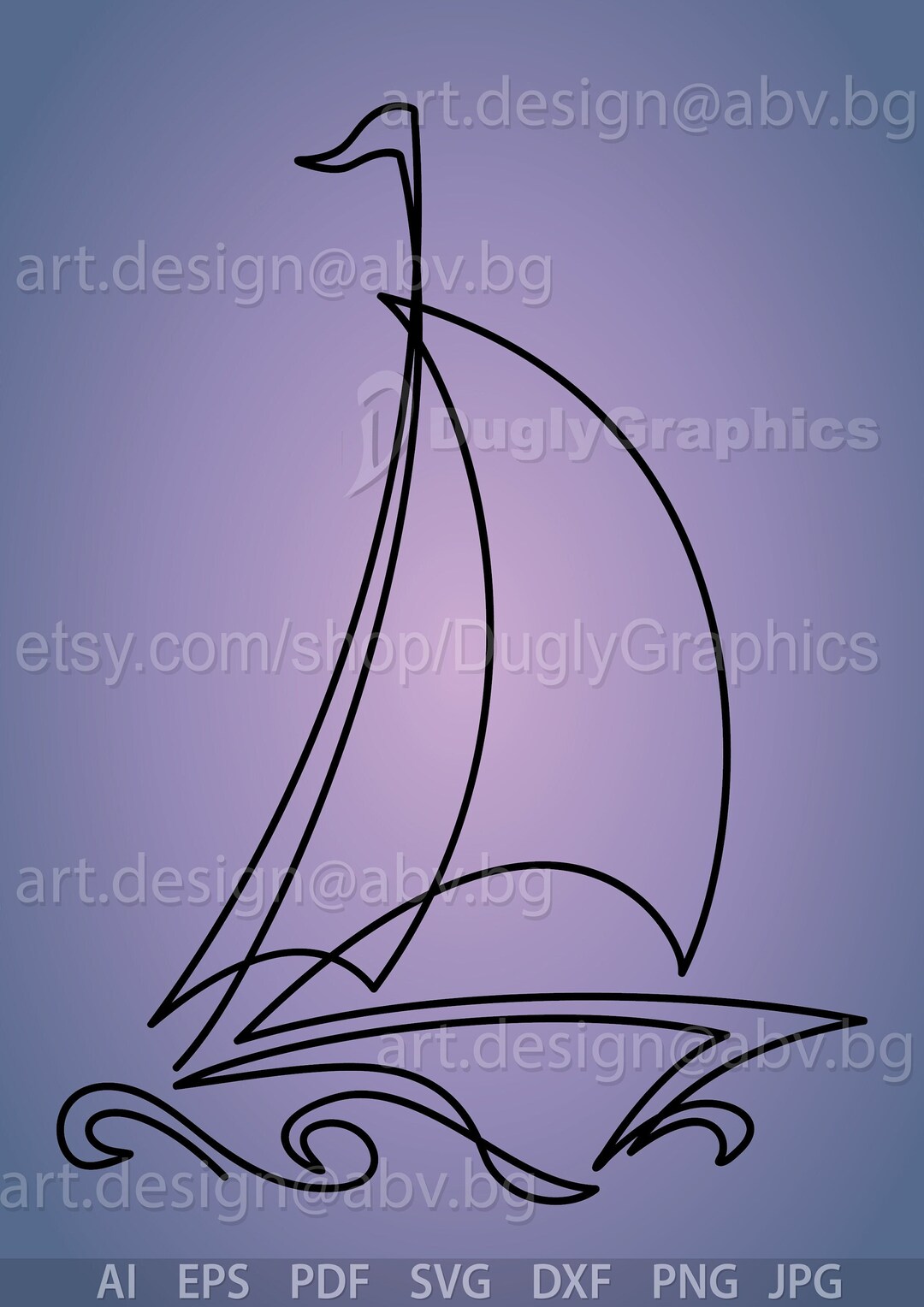 Vector BOAT Line Art, Ai, Eps, Pdf, Svg, Dxf, Png, Jpg Instant Download ...