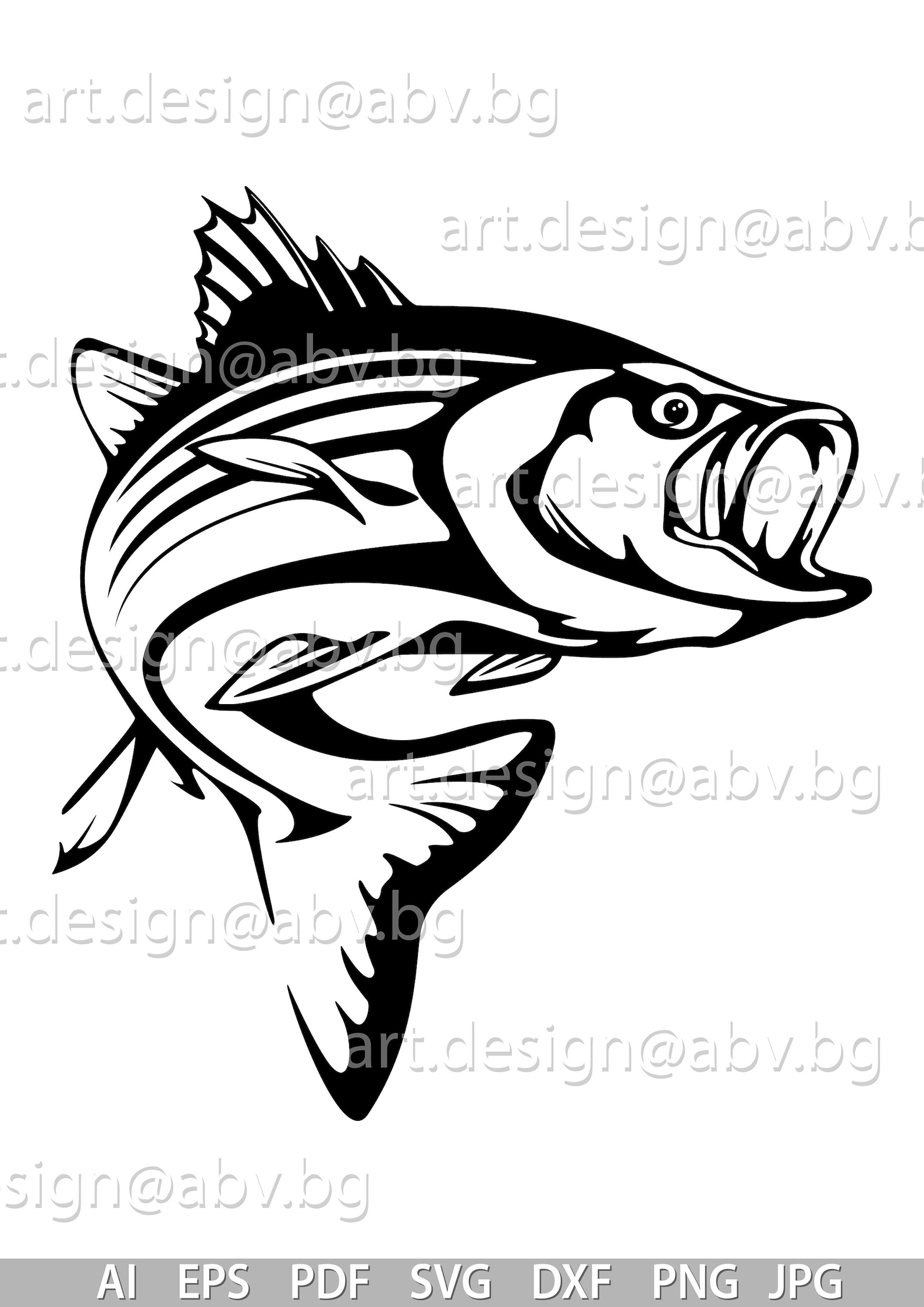 Vector FISH Striped Bass AI Eps Pdf PNG Svg Dxf Jpg | Etsy