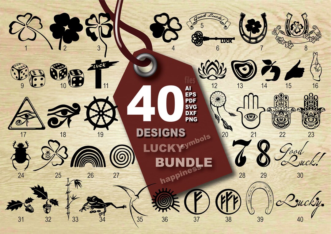 Vector 40 SYMBOL Luck BUNDLE Ai Eps Svg Dxf Pdf Png Image Graphic ...
