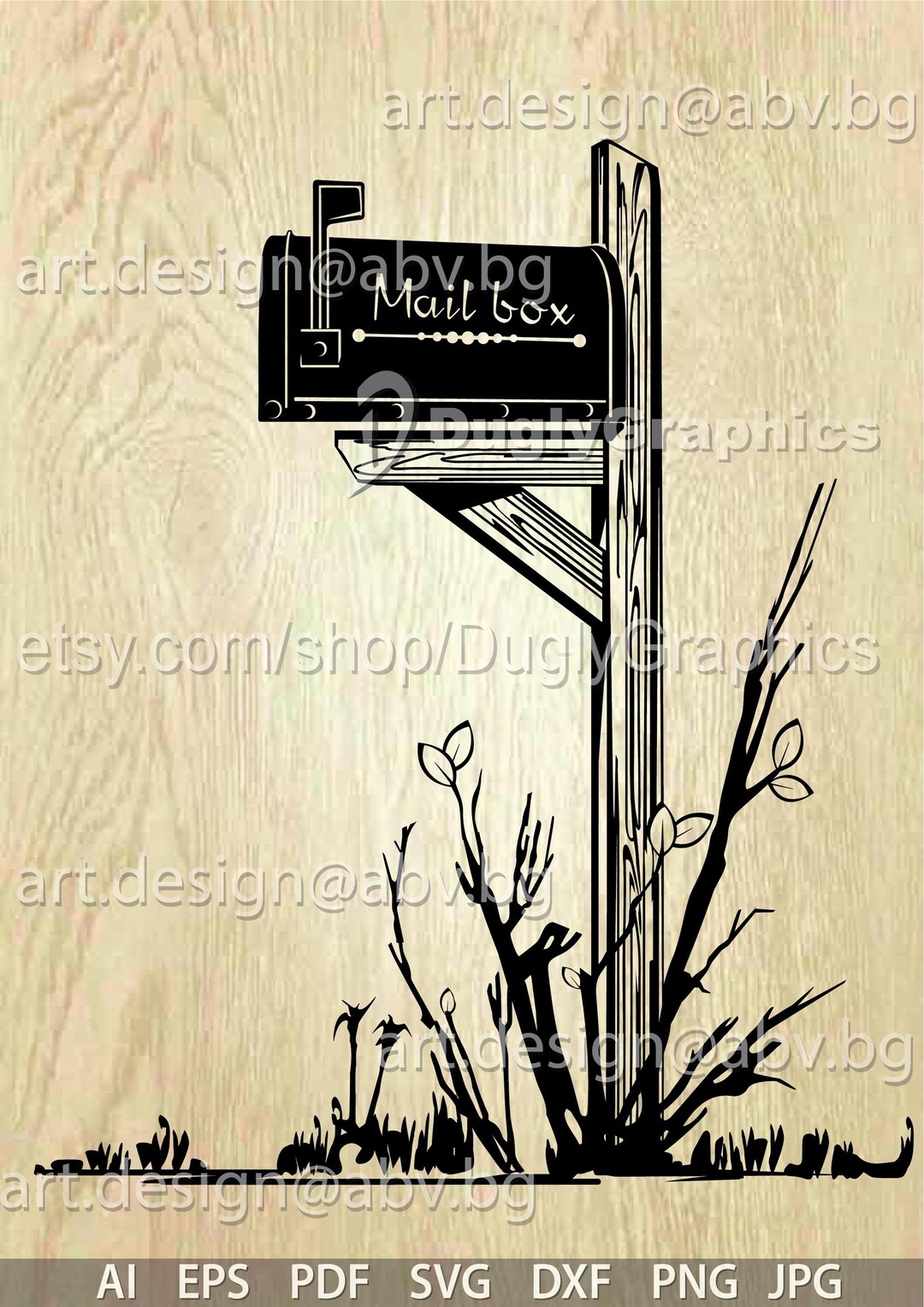 Mailbox Vector Graphic (ai, Eps, Svg, Dxf, Png, Jpg) (digital Download ...