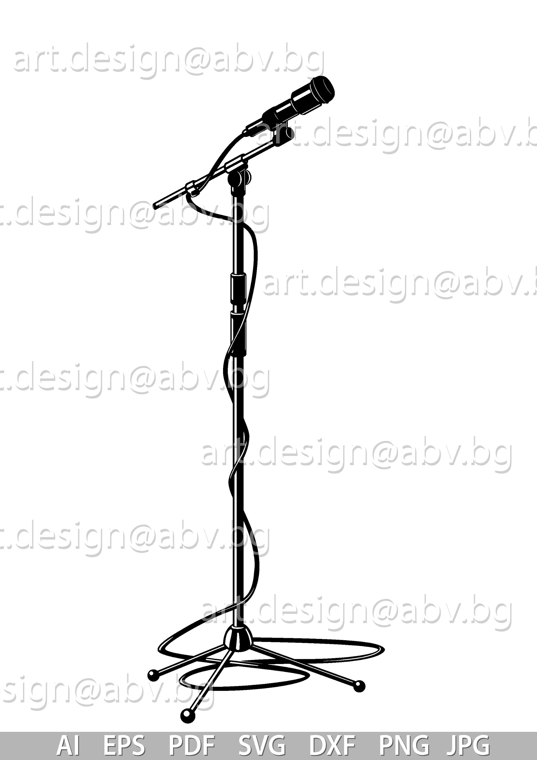 Vector MIC STAND microphone AI eps pdf png svg dxf jpg | Etsy