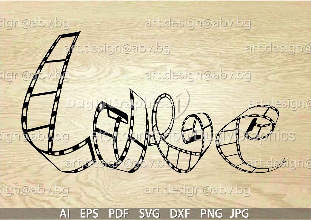 Vector LOVE - Text, Photo Strip, AI, Eps, Pdf, Svg, Dxf, Png, Jpg ...