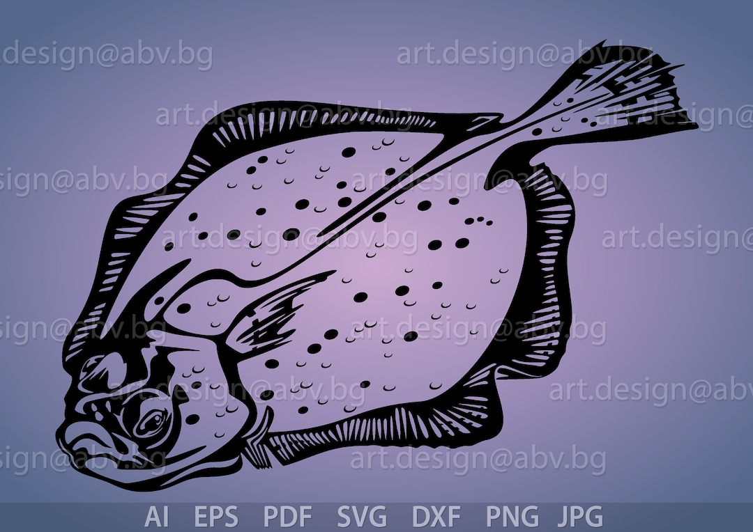 Vector FLOUNDER, AI, Eps, Pdf, Png, Svg, Dxf, Jpg Image Graphic Digital ...