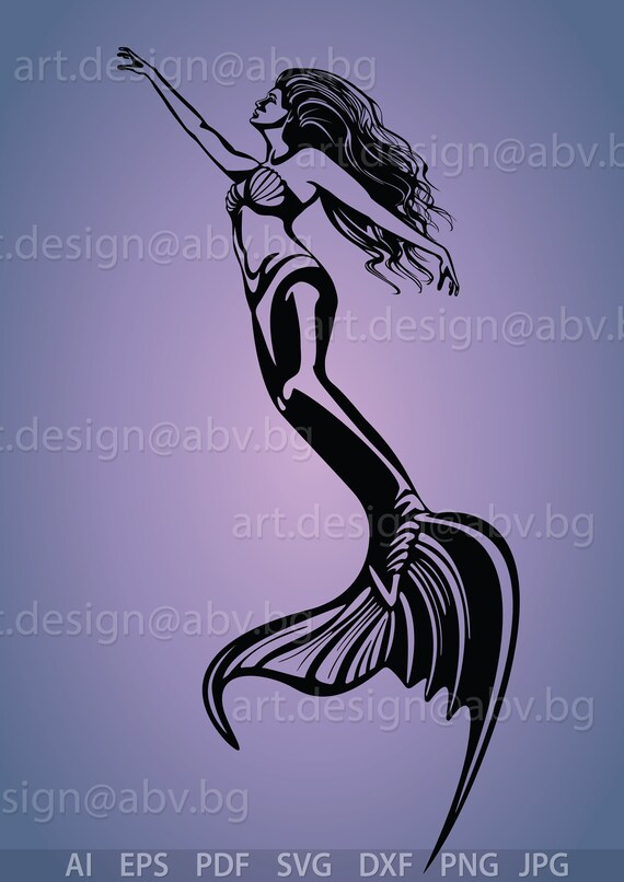 Vector MERMAID Nymph AI Eps Pdf Svg Dxf Png Jpg Image | Etsy India