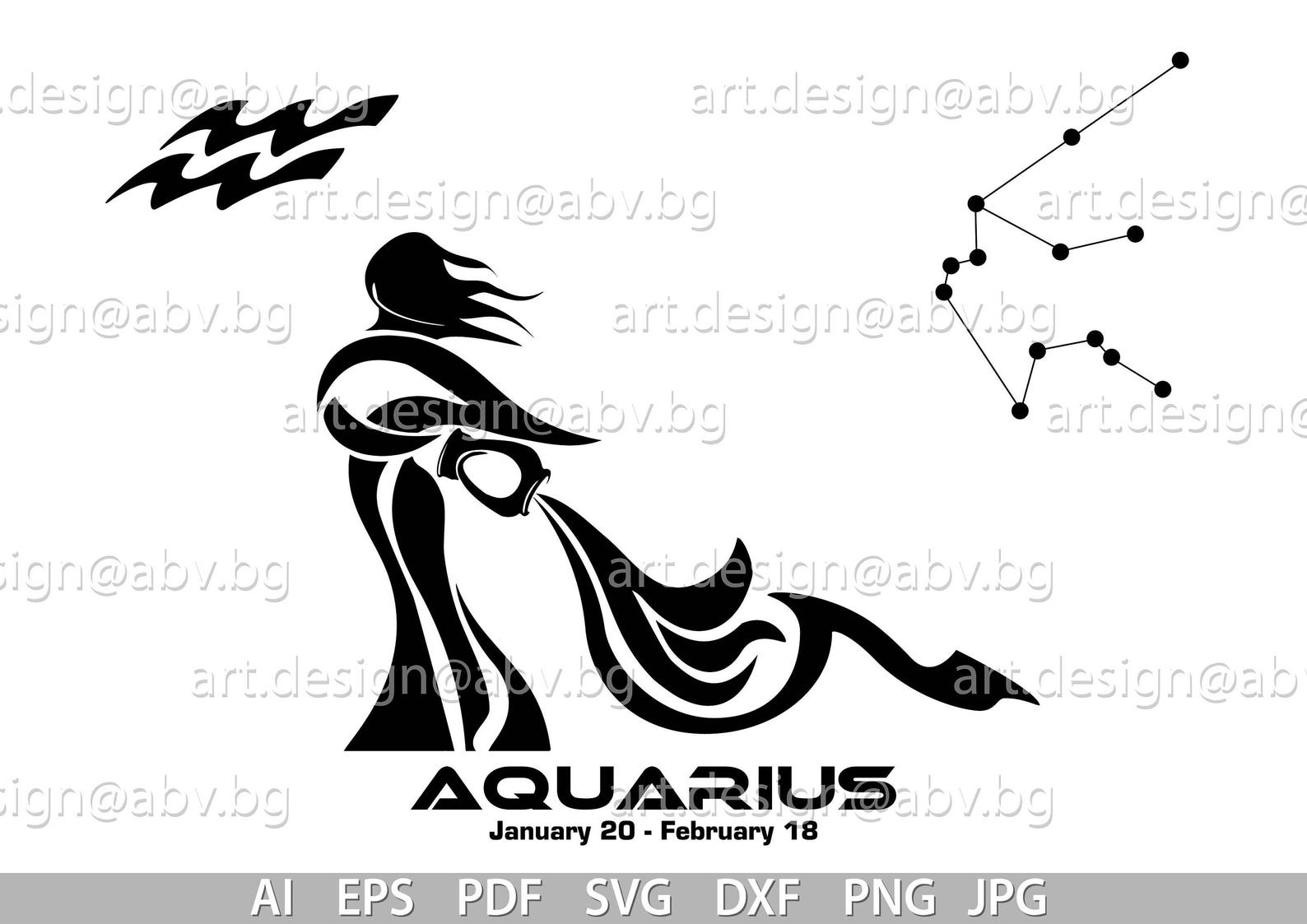 Vector ZODIAC AQUARIUS AI Eps Pdf Png Svg Dxf Jpg - Etsy