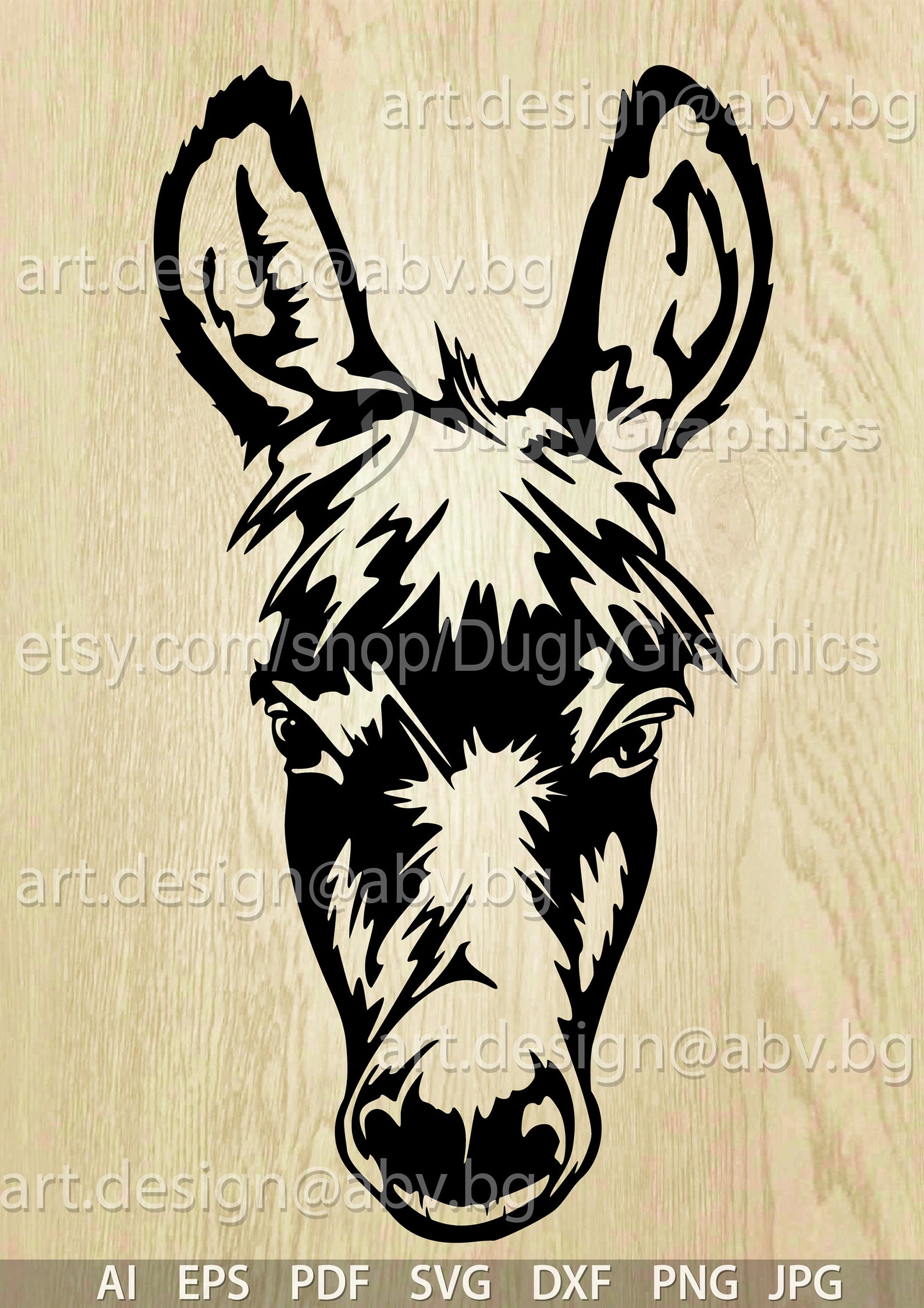 Vector DONKEY Head, SVG, DXF, Ai, Eps, Pdf, Png, Jpg Download ...