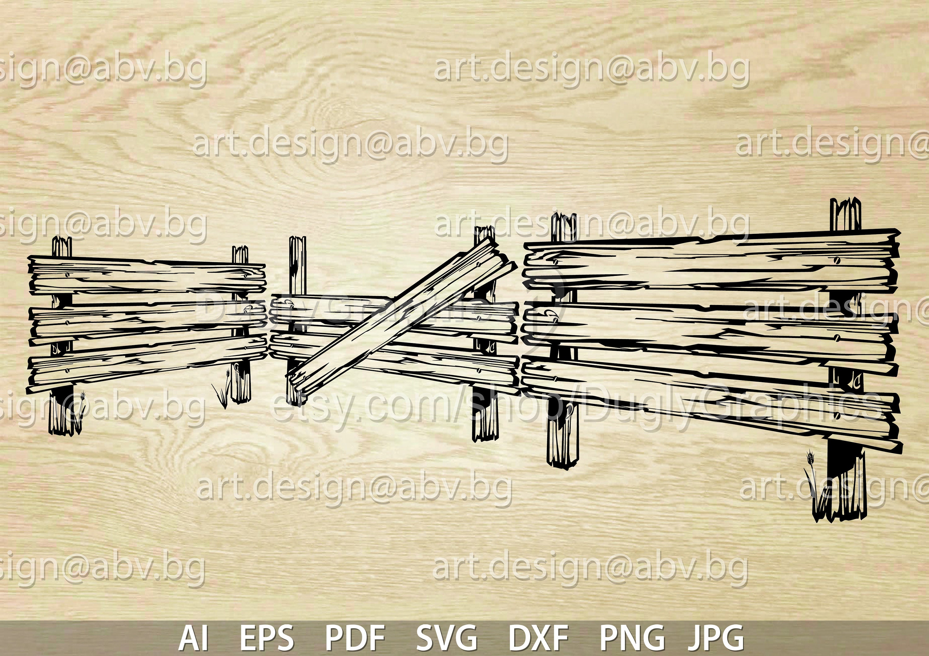 Vector WOODEN FENCE AI Eps Pdf Png Svg Jpg Download Digital | Etsy UK