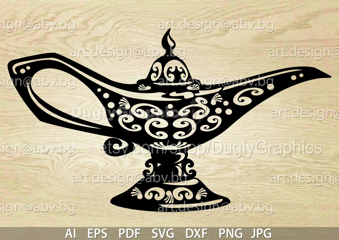 VECTOR OIL LAMP With Ornaments Ai Eps Pdf Svg Dxf Png Jpg Digital Image ...