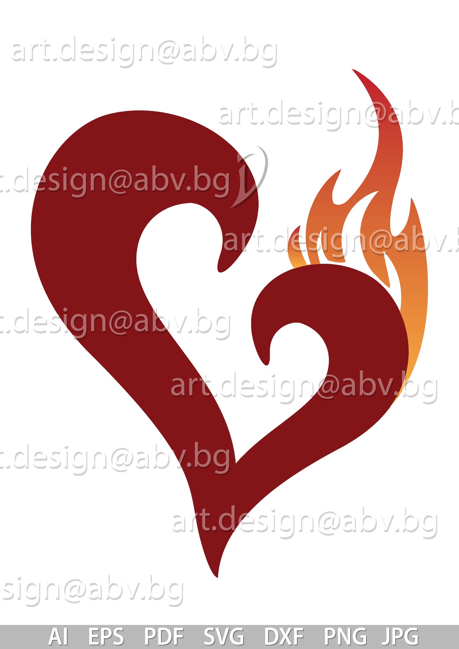 Vector HEART Fire AI Eps Pdf Svg Dxf Png Jpg Download - Etsy