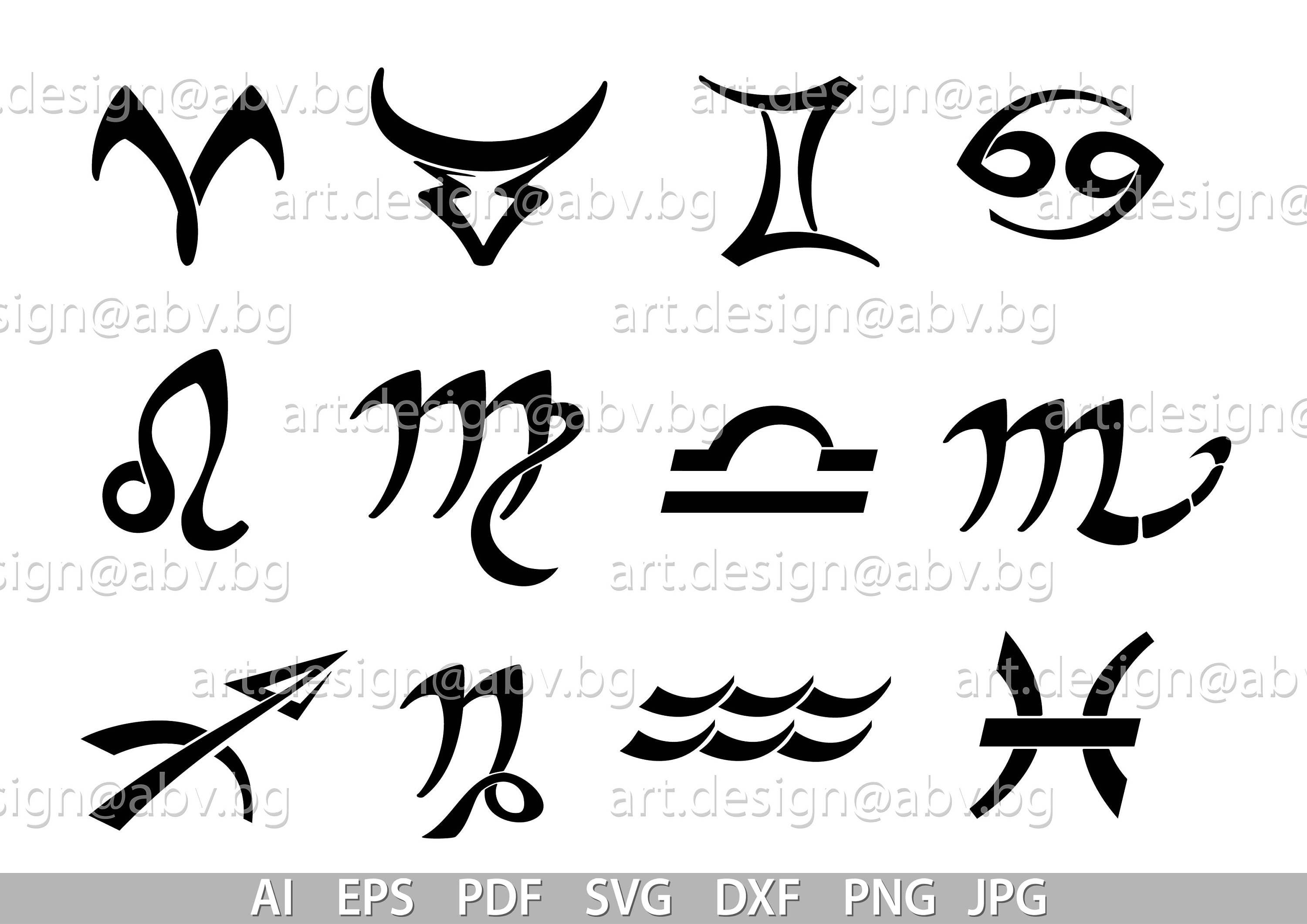 Vector Zodiac Symbols AI Eps Pdf Svg Dxf Png Jpg - Etsy Canada