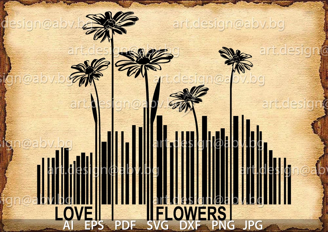 Barcode Flower Vector Graphic (digital Download) - Etsy
