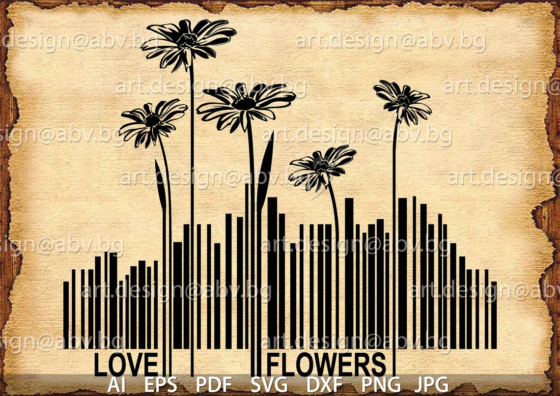 Vector BARCODE Love Flowers Ai Eps Pdf PNG Svg Dxf Jpg - Etsy