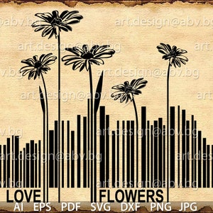 Vector BARCODE, Love Flowers, Ai, Eps, Pdf, PNG, Svg, Dxf, Jpg Image ...