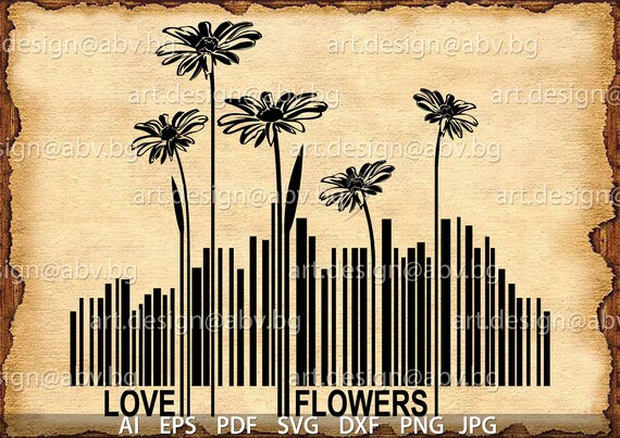 Vector BARCODE Love Flowers Ai Eps Pdf PNG Svg Dxf Jpg | Etsy